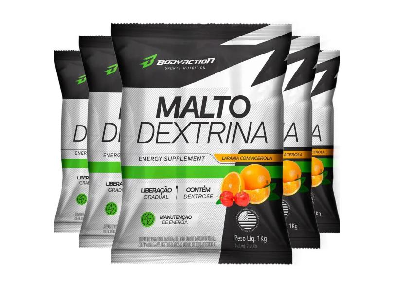 3X Suplemento Energetico Malto Dextrina Dextrose 1Kg Bodyaction Laranja ...