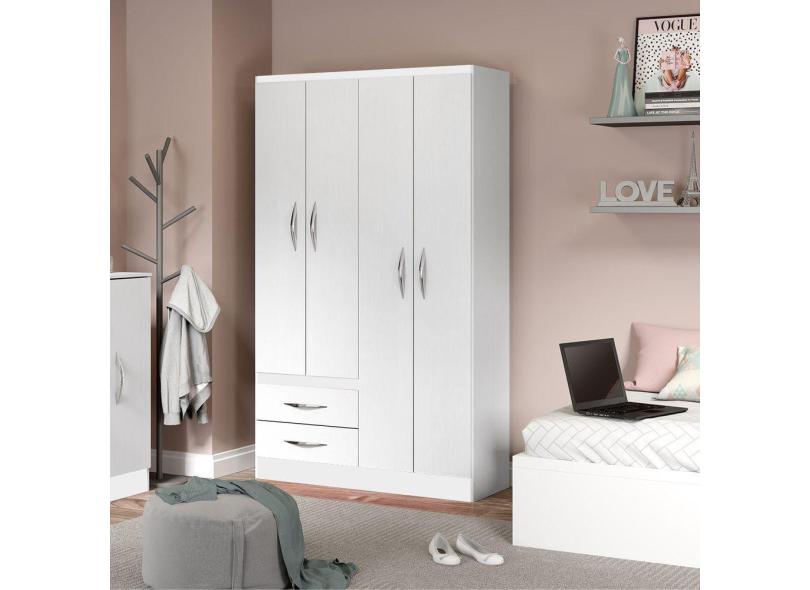 Guarda Roupa Pequeno para Quarto Solteiro 105 x 179 Cm MDP Branco 2074 ...
