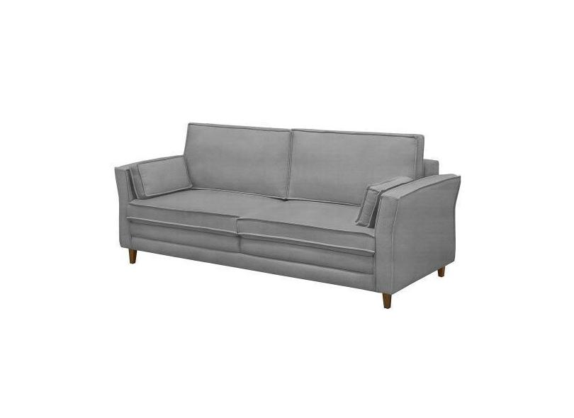 Sofá Living 3 Lugares 220cm Pés Madeira Efraim F05 Veludo Prata - Mpoz ...