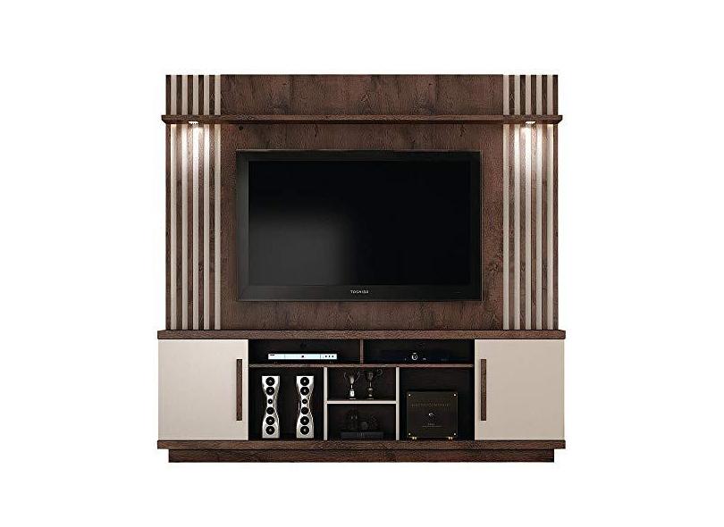 Estante Home para TV até 60 Polegadas Plenus Valdemóveis Castanho/Off ...