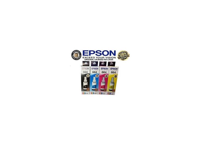 Kit 4 Tintas Epson T664 Original L565/l575/l655/l656/l1300. com o ...
