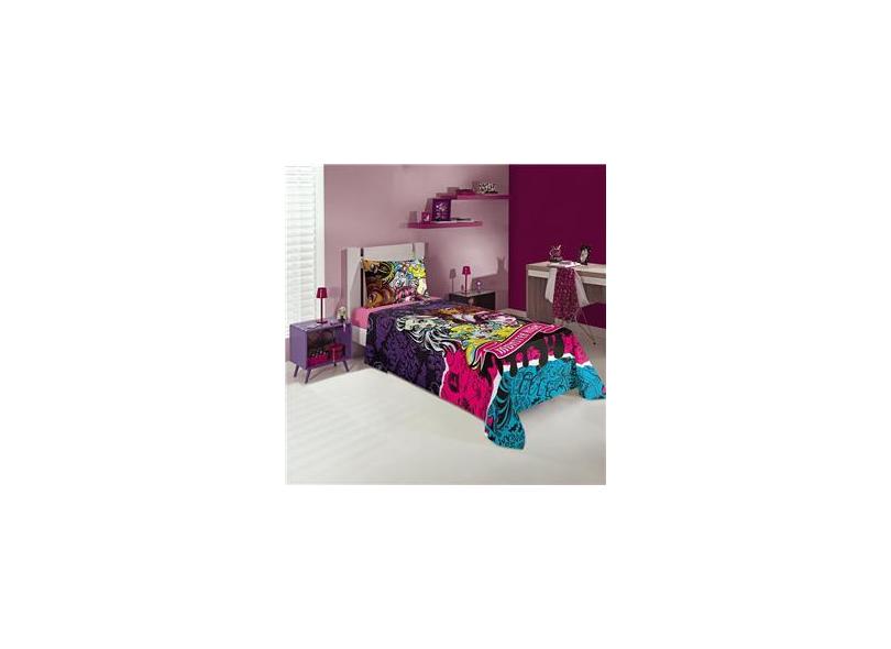 Jogo de cama infantil com três peças estampa Monster High 1,50x2,20 ...
