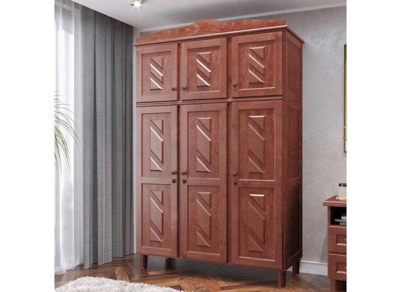 Guarda-roupa Solteiro Milão 3 Portas Maleiro 2 Gavetas Madeira Pinus ...