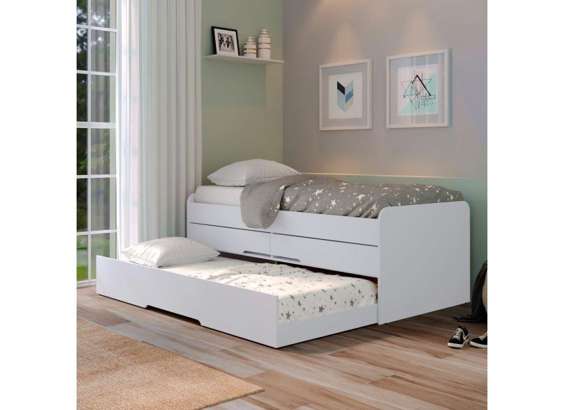 Cama Bibox de Solteiro Com Cama Auxiliar e 2 Gavetas BiCama de Solteiro Branco com o Melhor ...