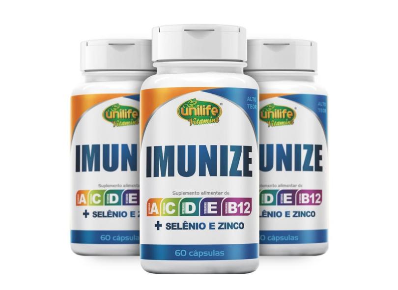 Imunize Selênio Zinco E Vitaminas 60 Cáps De 600Mg Kit Com 3 com o ...