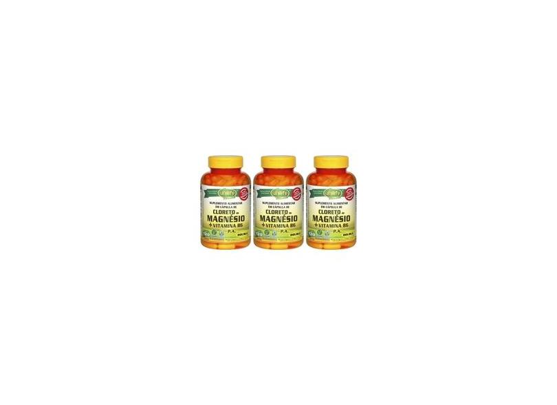 Cloreto De Magnésio P.A. + Vitamina B6 - 120 Cápsulas 800mg Unilife Kit 3 Unidades com o Melhor ...