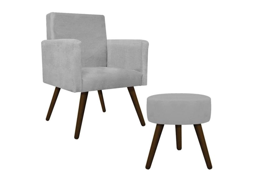 Kit Poltrona Beatriz E Puff Sofia Palito Tabaco Suede - Adj Decor com o ...