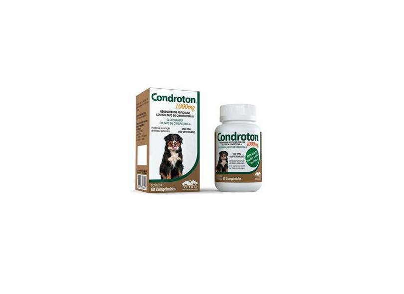 Condroton Pet 1000 mg - Regenerador Articular - 60 Comprimidos com o ...