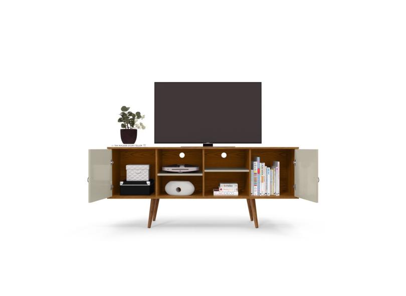 Rack Estrela com Painel Itália Cumarú/Off White - Patrimar Móveis com o ...