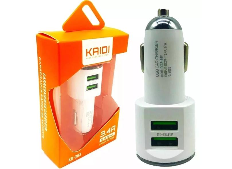 Carregador Veicular Rápido 3 4a 2 Usb Kaidi Kd 303 Com O Melhor Preço é