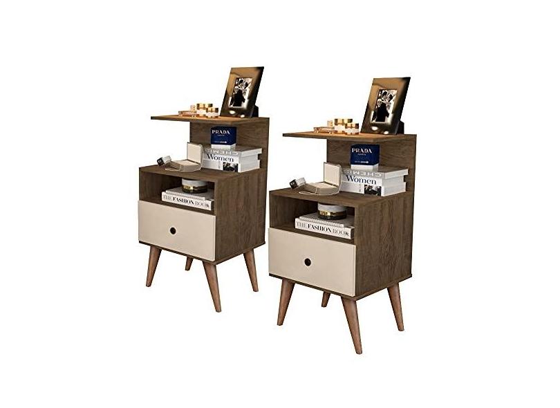 Conjunto Mesa de Cabeceira Daryl Madeirado Off White em Promoção é no ...