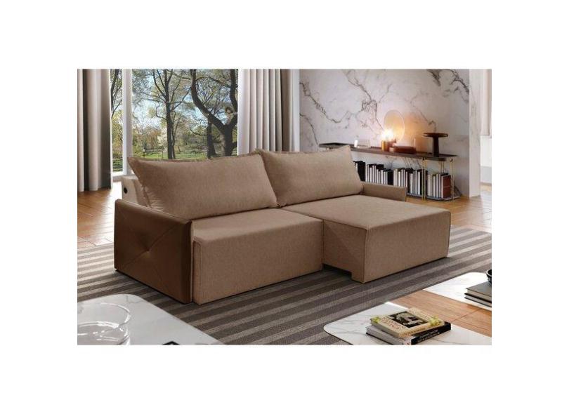 Sof Retr til 3 Lugares 190cm Bra o Em Corino Com Usb Linho S em ...