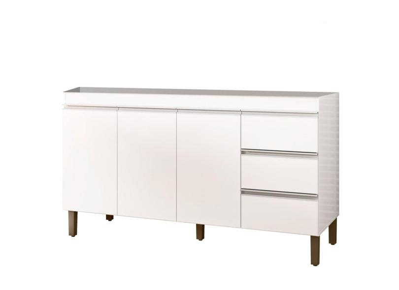 Balcão Gabinete Para Pia 150cm Sem Tampo 3 Portas Karen P14 Branco - Mpozenato com o Melhor ...