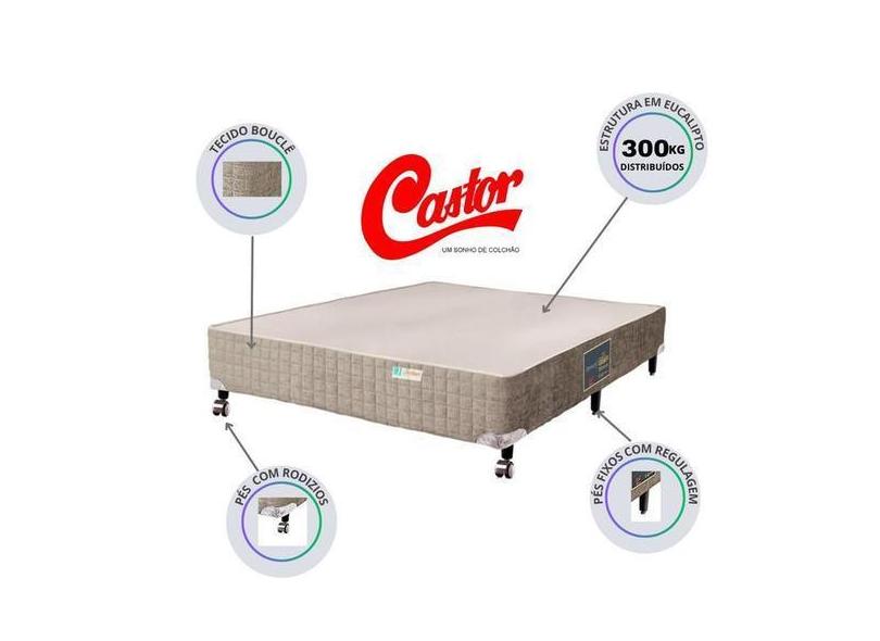 Base Box Castor Premium Bege Casal 138x188 (Estrutura Reforçada - Mate ...
