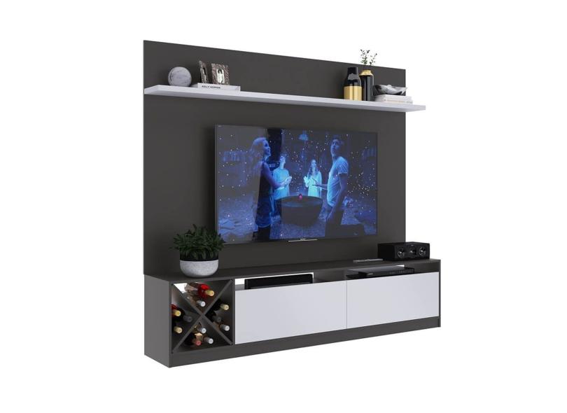 Painel Home para Tv 50" com 2 Portas Grafite e Lilies Móveis em ...