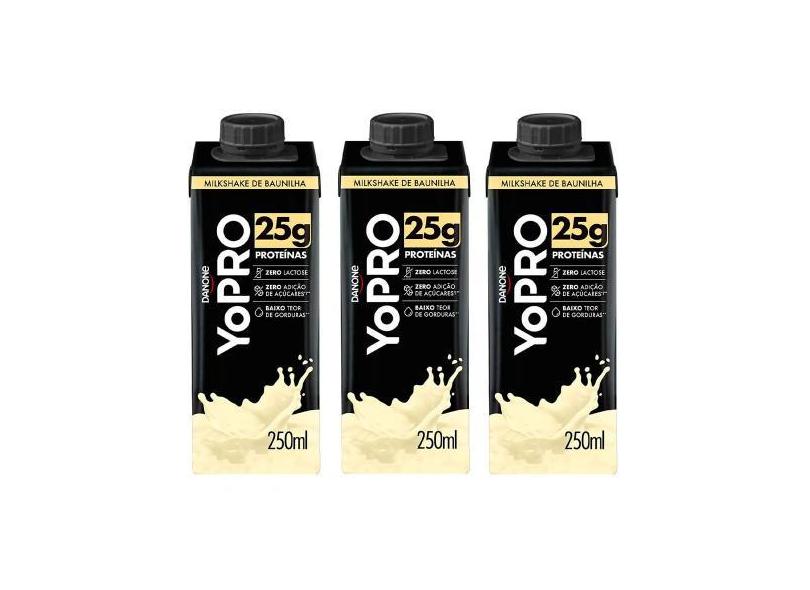 Kit 3 YoPRO Bebida Láctea UHT Milkshake de Baunilha 25g de proteínas 2 ...