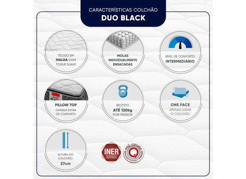 Colchão Casal Molas Ensacadas Americanflex Duo Black III 138x188x27cm ...