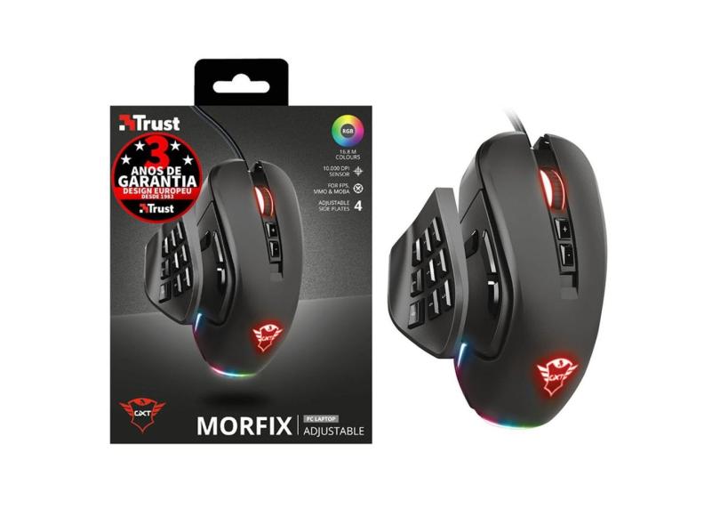 Mouse Gamer Customizável Trust GXT 970 Morfix T23764 LED RGB 4 opções ...