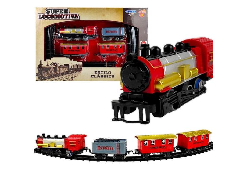 Brinquedo trem Ferrorama Locomotiva 244cm pista movido pilha com o ...