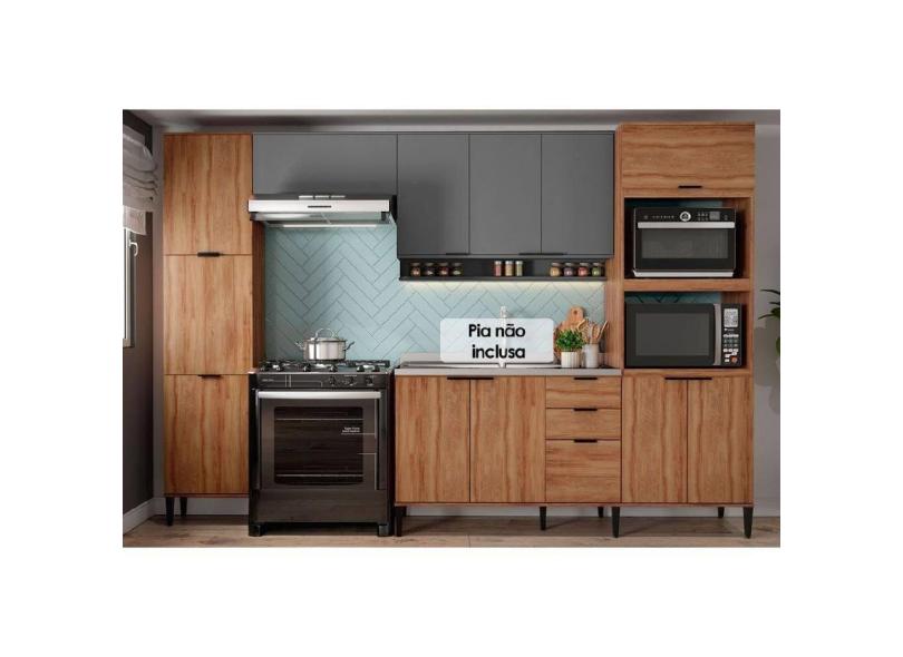 Cozinha Modulada Completa Alpha 5 Peças (2Aéreos+1Balcão+1Paneleiro ...
