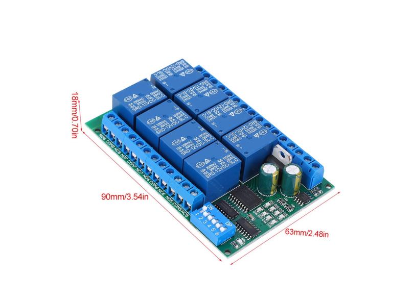 R421A08 dc 12V 8 canais RS485 relé placa de módulo de controle ...