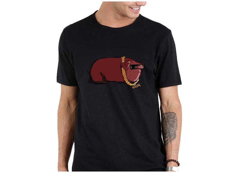 Camiseta masculina algodao slana porco javali marrom rapper com o ...