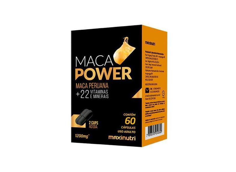 Maca Power 1200Mg Vitaminas E Minerais 60 Capsulas Maxinutri com o ...