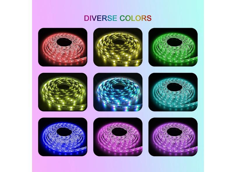 Luzes de tira LED 3.28ft. Luzes de fita impermeável rgb com controle ...