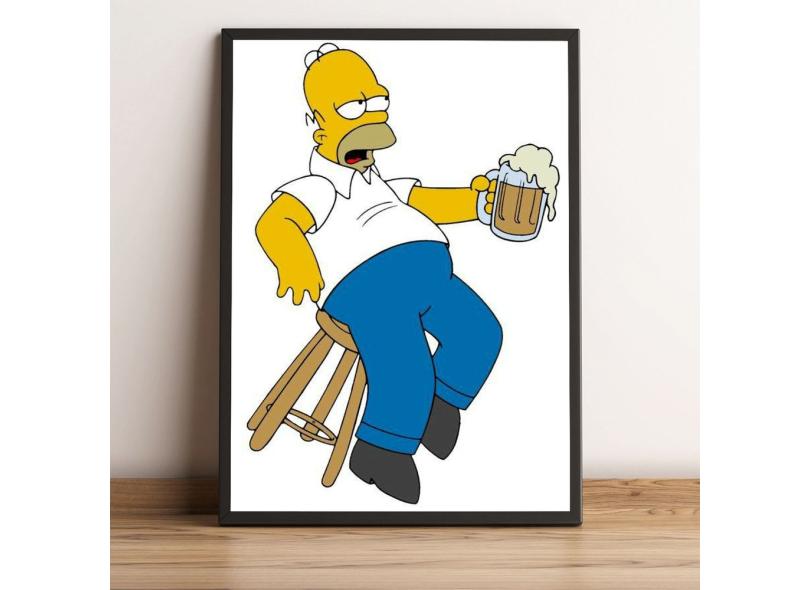 Quadro decorativo A4 Homer Simpson Bebado em Promoção é no Buscapé