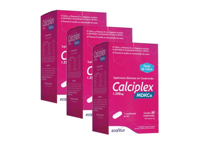 Kit 3x Calciplex Mdkca Suplemento Vitamínico De Cálcio 30 Comprimidos ...