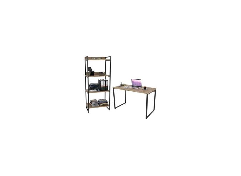 Conjunto Escritório Estilo Industrial Mesa 120cm e Estante 60cm 4 ...