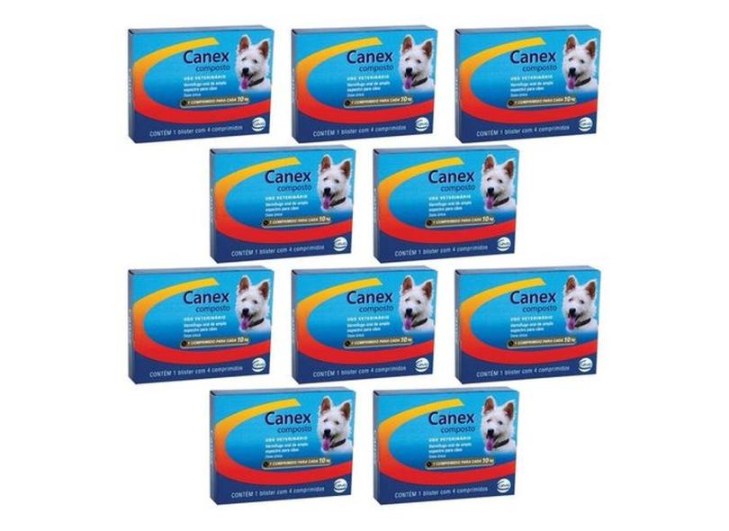 Kit 10cx Vermífugo Canex Composto Cães 10kg 40 Comprimidos com o Melhor ...