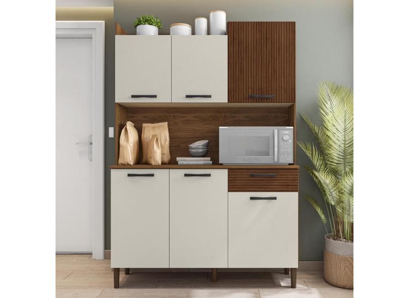 Armário De Cozinha Compacta 6 Portas 1 Gaveta Gênova - Nogueira-off ...