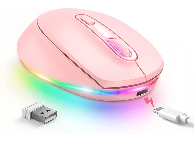 Mouse sem fio LED, seenda Ultra Silent Rechargeable Light Up Mouse com ...