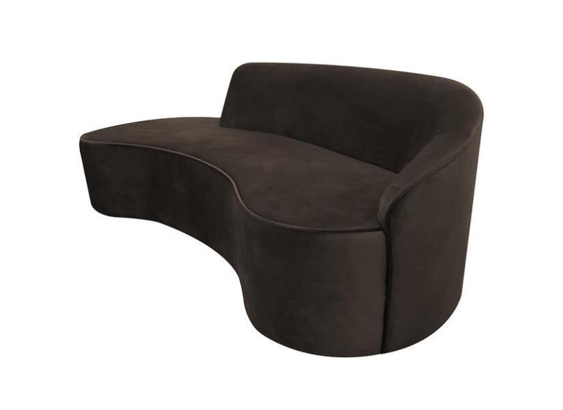 Sof Curvo 03 Lugares 180cm Bra o Esquerdo Eron Veludo Marrom em ...