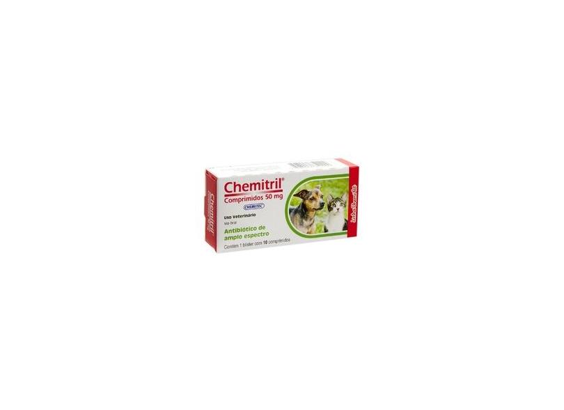 Chemitril 50 mg Antibiótico cães e gatos 10 comprimidos com o Melhor ...