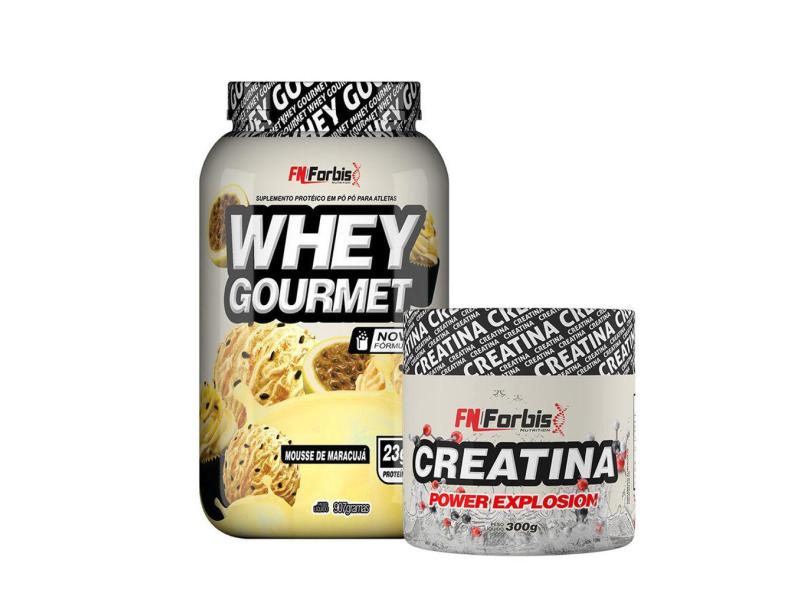 Kit Whey Protein Gourmet Pote 907g + Creatina Power Explosion Sem Sabor 300g - FN Forbis ...
