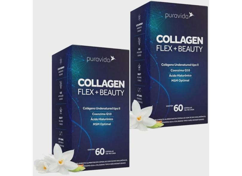 Collagen Flex + Ácido Hialurônico + Msm - Kit 2x 60 Capsulas - Pura ...