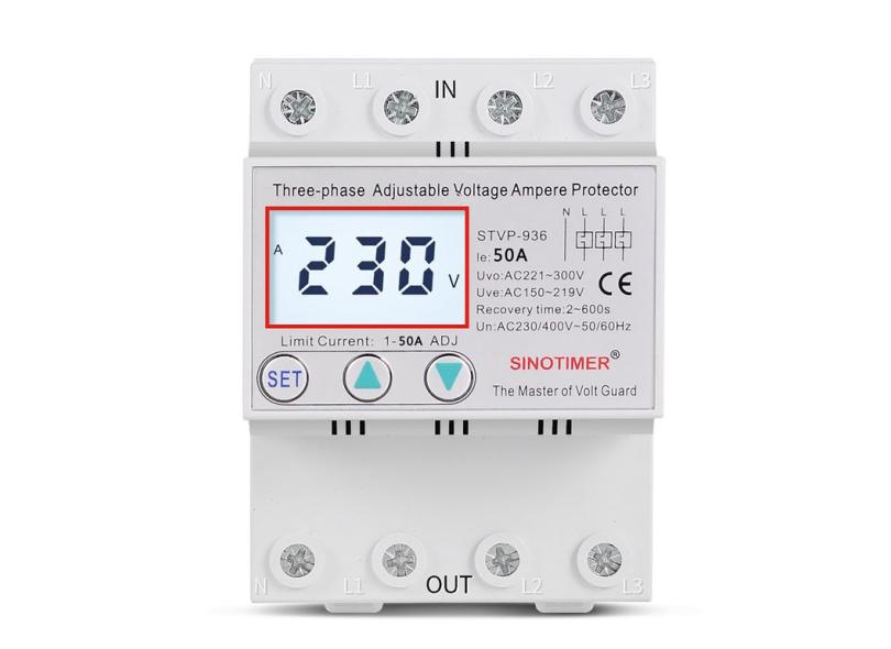 Din Rail 3 Phase Tensão Relé 380V voltímetro sobre e sob tensão ...