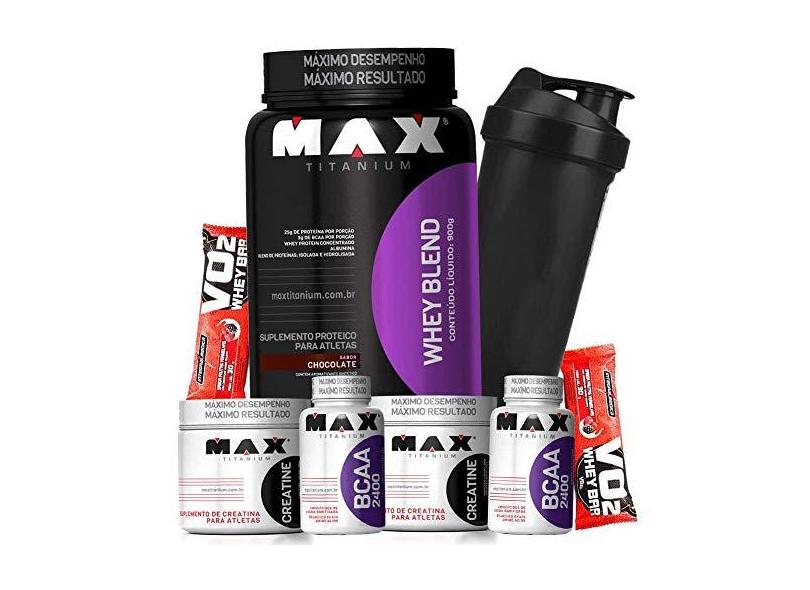 Max Titanium Hipertrofia Muscular - Whey Blend 900g 2x Creatina 2x Bcaa ...
