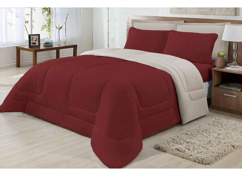 Edredom Queen Malha 100% Algodão Dupla Face Nude E Vinho com o Melhor ...