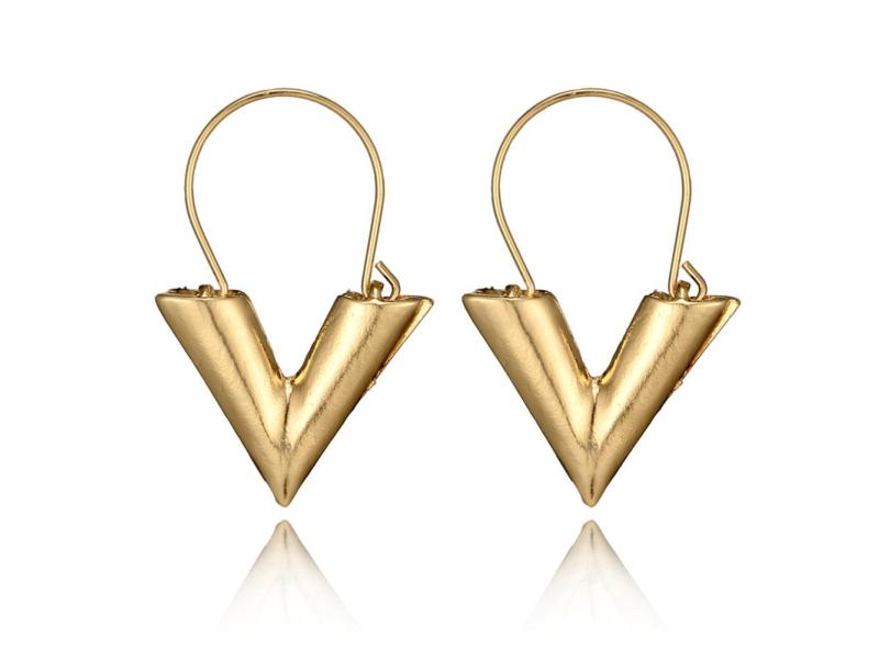 Moda Letra V Brincos Personalizados Moda Simples Metal Forma Letra V ...
