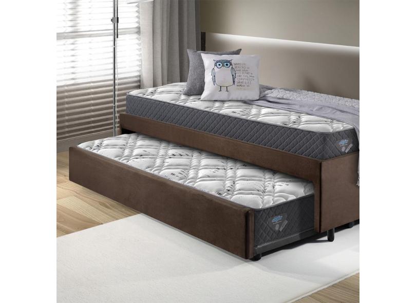 Bicama Box Solteiro 88x188 Suede Marrom Com Dois Colchões Adapto Molas ...