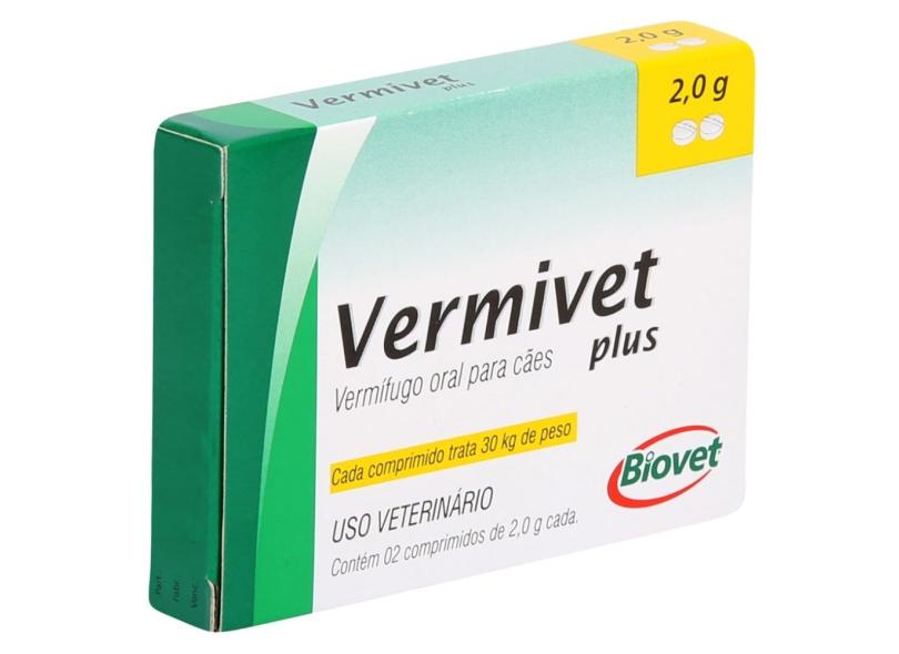 Kit 10 Vermífugo Vermivet Plus 2g c/ 2 Comp.+ 10 Vermivet Plus Biovet ...