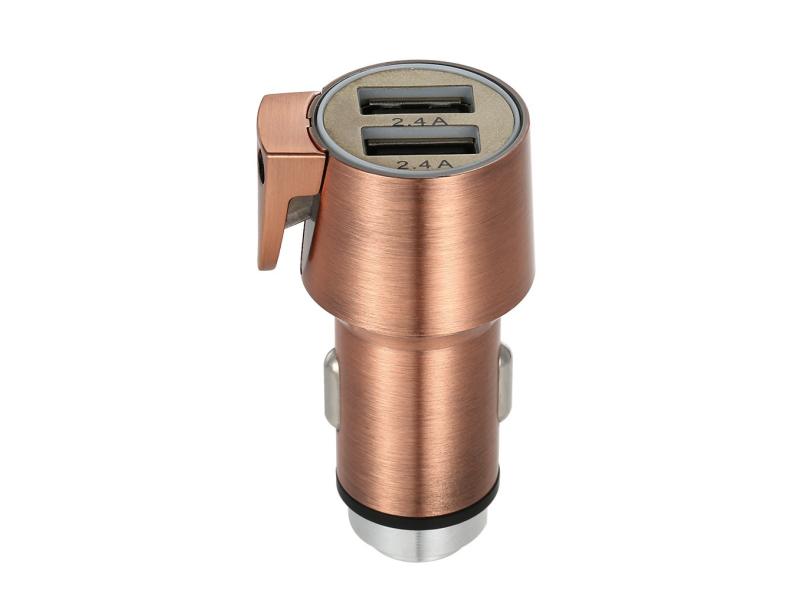 3 em 1 Dual USB 3.4A Vehicle Safety Car Charger alumínio zinco metal ...
