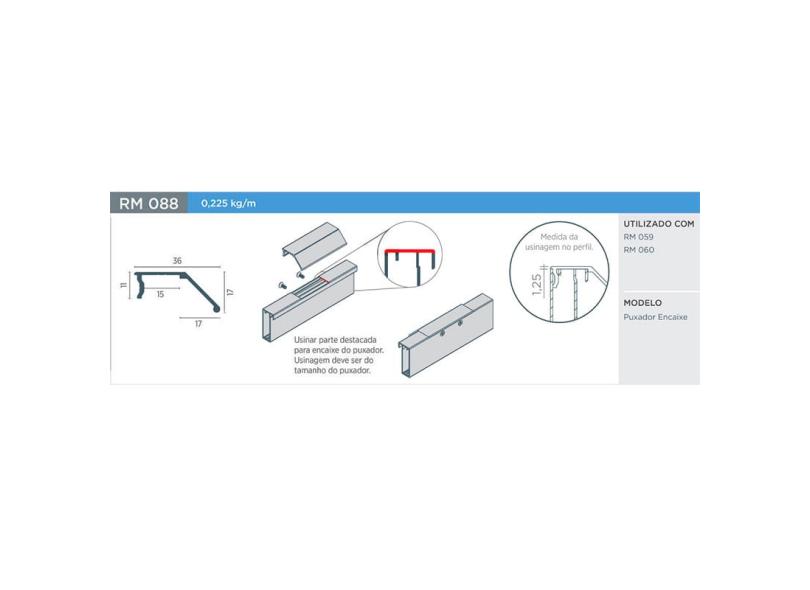 Puxador Rm 088 Com 3 Metros Inox Polido com o Melhor Preço é no Zoom