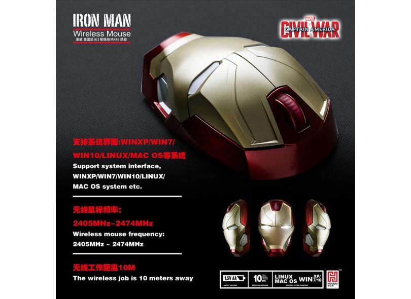 Homem de Ferro Pantera Negra Groot Wireless Gaming Mouse Gamer Wireless ...