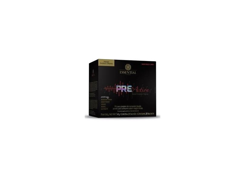 Pre-Action Energy Drink Maçã e Limão Essential Nutrition 20 Sachês com ...