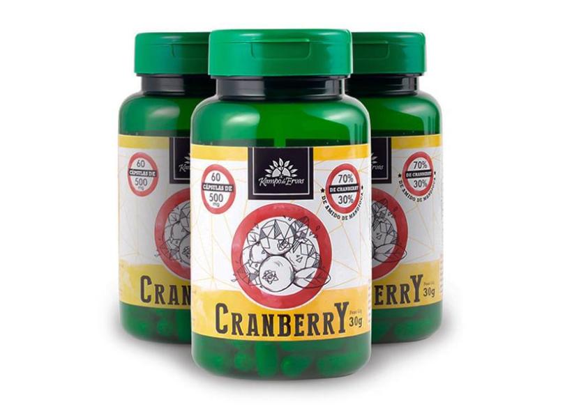 Cranberry 60 Cápsulas De 500 Mg Cada 3 Frascos 70 % Frutos com o Melhor ...