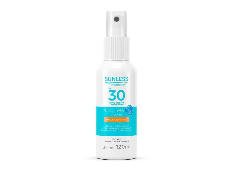 Protetor Solar Sunless FPS 30 Toque Aveludado Spray Corporal ...